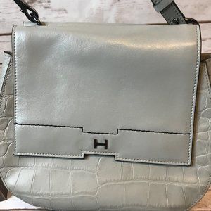 H by Halston | Bags | H By Halston Grey Leather Satchel | Poshmark